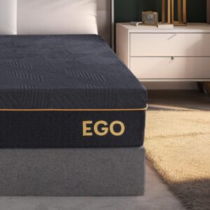 egohome 12 inch king memory foam mattress, cooling copper gel mattress for pain relief, therapeutic mattress in a box, certipur-us certified, fiberglass free medium mattress, black