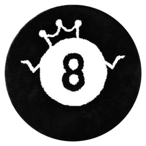 shrug 8 ball rug - 24 inch black hypebeast rug - cool rugs and cute rug for bedroom & bathroom aesthetic - funky rug for room decor y2k (24"x 24")