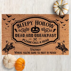 door mat sleepy hollow dead & breakfast doormat, sleepy hollow mat, headless horseman, halloween decor, halloween door decor, halloween welcome mat outdoor doormat 24x16 in