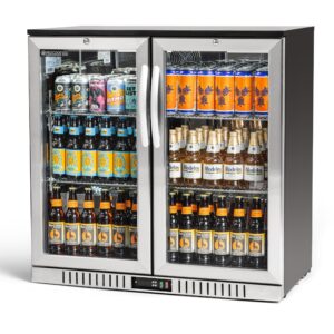 procool residential 2-door glass front stainless steel back bar cooler; undercounter 33" height