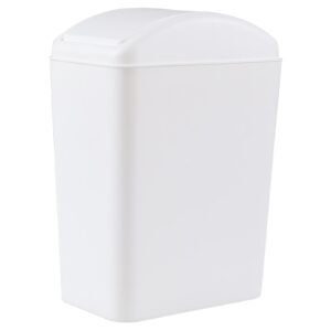 dynkona 16 liter plastic trash can, swing top garbage bin wastebasket (white)