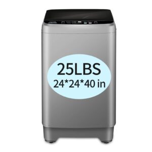 25 lbs portable washer drain pump, 10 programs & 8 water levels, krib bling full automatic washing machine with led display, ideal for camping, apartment, dorm, dark grey