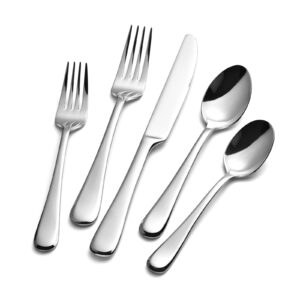 kingstone 30 pieces silverware set for 6, premium stainless steel flatware set, heavy duty and modern design cutlery set, mirror polished, dishwasher safe