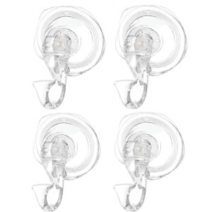 4 pack suction cup hooks strong, max 3lb, removable reusable window glass door transparent heavy duty suction holder bathroom shower wall suction cup hangers.