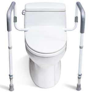 wehwupe toilet safety rails for elderly adults - adjustable bathroom toilet safety frame with handles - stand alone toilet grab bar for senior, handicap & disabled,fits most toilets