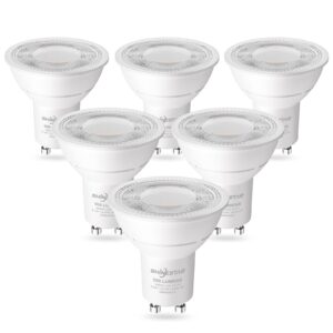 shinestar 6-pack mr16 led bulb, gu10 base, 5.5w (50w equivalent), 3000k warm white, dimmable spotlight bulb