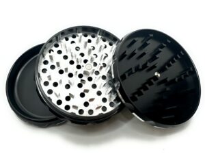 4 inch herb grinder / 3 layer spice grinder - (9 color options) - easily grind your herbs at home with its custom grip design. black grinder is aluminum allow (black, 4 inches)