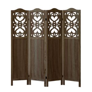 leesinwing room divider, 4 panel room divider, tung wood room divider wall, carved vault room dividers, rustic minimalism room partition, 5.6ft room dividers and folding privacy screens, dark brown