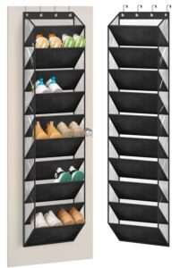 aooda 10 tier clear over the door shoe organizer storage, deep pockets large hanging shoe rack for closet door, fit 20 pairs shoe holder hanger for sneakers, boots (black)