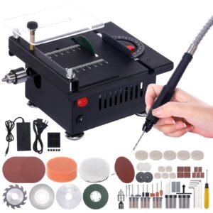 mulcort 100w multi-functional table saw mini desktop electric saw cutter speed & angle adjustable 16mm cutting depth with blade flexible shaft and more accessories for wood plastic acrylic cutting