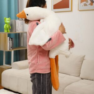 fovima 36 inch goose stuffed animal, duck plush giant goose plush, cute stuffed animals, white swan plushie hugging pillow toy gift for girlfriend, kids or friend (36 inches)