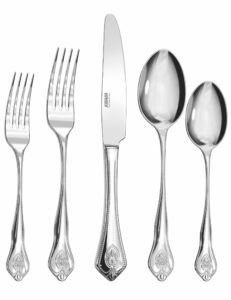 regent bead flatware set, 20-piece stainless-steel luxury silverware set service for 4, pearled edge tableware cutlery include knife fork spoon, dishwasher safe