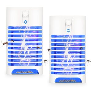 2 pack bug zapper indoor plug in, electric mosquito zapper indoor, uv blue bug light indoor plug in for insects mosquitoes bugs gnats moths, indoor fly zapper for living room,home,kitchen,office