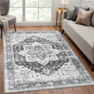 westloom area rug 8x10 soft rug for bedroom indoor floor cover print carpet distressed vintage area rug machine washable foldable accent rug, 8’x10’, brwon