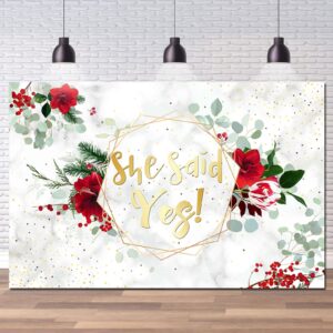 she said yes backdrop, floral bridal shower bachelorette party photography background wall banner, bride to be engagement just engaged party decorations supplies, 6x4ft