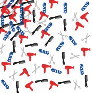 shuanq 120pcs barber confetti - congrats barber grad party sign - barber birthday party decoration scatters for diy crafts - scissors hair dryer comb glitter cutous