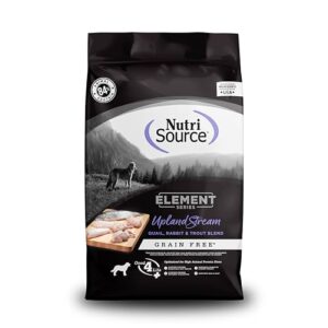 nutrisource element series upland stream dry dog food, quail, rabbit & trout, 4lb