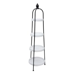 hobby lobby four-tier metal and wood floor shelf, 66 x 19 x 19 inches, white and black