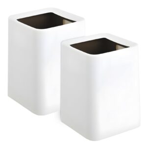 2 pack square modern trash can bedroom, 3gal/12l bathroom trash can hidden bag, open top trash can square plastic, minimalist white trash can with inner bucket (with 2 handles) for kitchen office