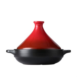 finoti cast iron casserole dish with lid, for 1-6 people, unglazed natural cooking tagine, toxic free, for your kitchen, red (size : 21cm/1.3l)