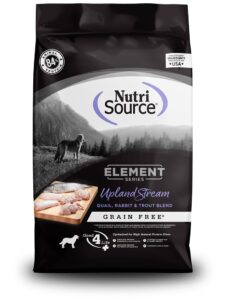 nutrisource element series upland stream dry dog food, quail, rabbit & trout, 12lb