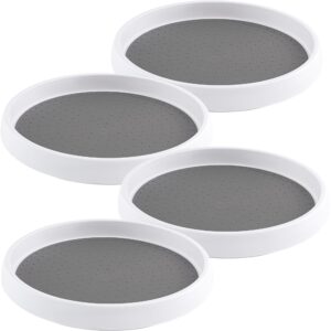 oizeir 10 inch lazy susan set of 4 - non-skid turntable for cabinet to maximize storage and simplify accessibility in kitchen, bathroom, and pantry spaces (white)