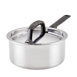 kitchenaid 5-ply clad induction sauce pan with lid, 1.5 quart, polished stainless steel