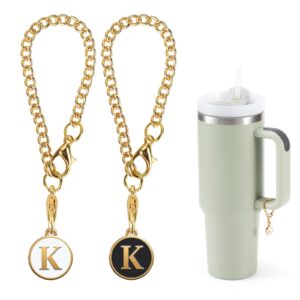 maxbase letter charms accessories for stanley cup, 2pcs personalized initail name id decor charm for stanley 30&40 oz tumbler with handle (letter k)