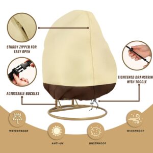 HEPOVER Egg Chair Cover Double - 91x87 Inch Patio Hanging Egg Chair Cover 420D Oxford Durable Waterproof Outdoor Chair Cover for Porch Wicker Egg Swing with Zipper