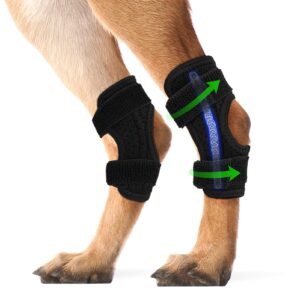 domagiker rear leg hock brace, dog knee brace with metal strips, hock & ankle support back leg for canine torn, dog leg sleeve for acl & ccl injury and sprain protection (black, medium(one pair))