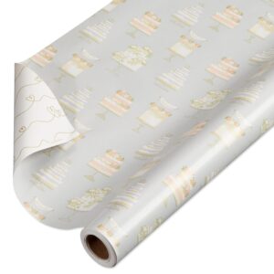 american greetings 175 sq. ft. reversible wrapping paper for weddings, bridal showers, engagement, anniversaries and all occasions, wedding cakes (1 roll, 30 in x 70 ft.)