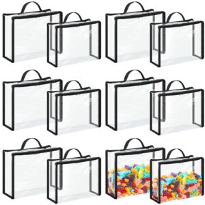 siltriangle 12 packs clear pvc toy storage bags include 6 pcs extra large and 6 pcs large toy organizer bags with zipper handle for organizing board game, building blocks puzzle kids books