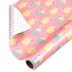 american greetings 175 sq. ft. reversible wrapping paper for birthdays and all occasions, birthday cupcakes (1 roll, 30 in x 70 ft.)