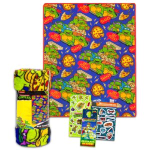 teenage mutant ninja turtles throw blanket bundle – teenage mutant ninja turtles throw blanket, tmnt stickers, more for boys & girls (size 40" x 50")