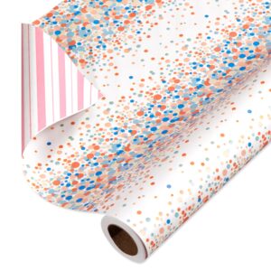 american greetings 175 sq. ft. reversible wrapping paper for birthdays, weddings, bridal showers, baby showers and all occasions, multicolored polka dots (1 roll, 30 in x 70 ft.)