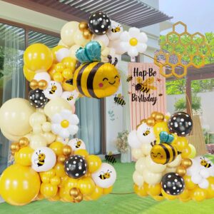 135pcs bumble bee balloon garland kit: yellow black and white bee balloon arch for sweet honey bee baby showers, 'what will it bee' themed gender reveals,sunflower or sunny birthday decors