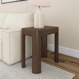 plank+beam modern rounded rectangular side table, solid wood end table for living room, 25in, walnut