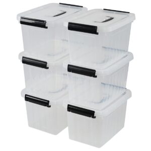 ysmiltion 6 quart clear small storage boxes with handles, plastic storage latching bins, 6 packs