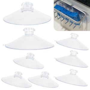 8 pcs sponge holder suction cup pvc heavy strength clear sink sponge caddy suction cup replacement suction cups for sponge holder, diameters 55 mm / 2.2in and 60 mm / 2.4in