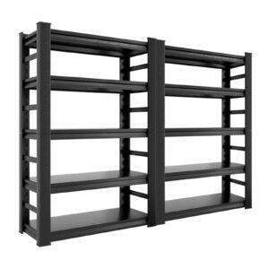 sftormas 15.75" d x 32" w x 63" h garage shelving,5-tier adjustable heavy duty shelving unit,for garage kitchen office warehouse basement industrial utility yard,black,2 pack