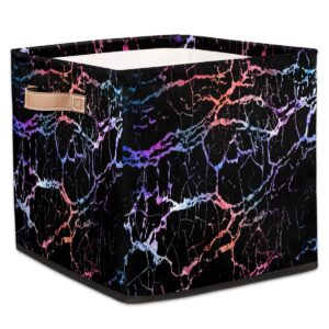 tropicallife marble 13x13x13 inch large fabric storage cubes, collapsible cube storage bins marble organizer boxes cube baskets for organizing closet shelves