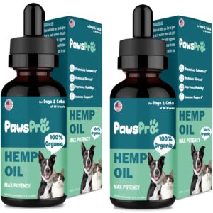 pawspro hemp oil for dogs and cats - helps pets with anxiety, pain, stress, sleep, arthritis, seizures relief - calming treats chews - support hip and joint health (2 pack)