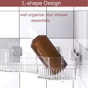 Cq acrylic Corner Shower Caddy - 2 Pack,Adhesive Shower Organizers,Wall Mounted Rustproof Clear Shower Shelves,No Drilling Bathroom Shampoo Organizers and Shower Storage Racks,Space-Savin