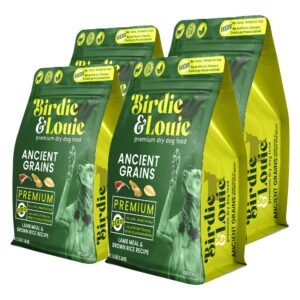 birdie and louie dry dog food lamb meal & brown rice recipe 3.5 lb easy seal bag (4 bags)