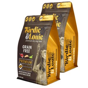 birdie and louie dry dog food buffalo meal & duck meal recipe 3.5 lb easy seal bag (2 bags)