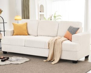 papababe couch, comfy sofa couch with 24" extra deep seats, beige modern sofa- 3 seater sofa couch for living room apartment lounge, chenille