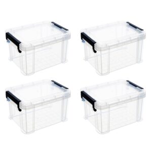 aboofan 4pcs boxes mini storage box tiny storage containers storage bin with lid makeup toy quart latching drawer organizer bins collection storage container bead plastic white portable