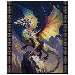 generic qt fabrics dragon fyre by morris creative group 30134 dragon panel - 36"" repeat fabric, mixed