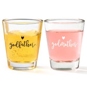 dazlute godparents proposal gift, 2 oz godfather godmother shot glasses set of 2, godmother proposal gifts, mother's day father's day birthday christmas baptism gifts for godparents from godchild