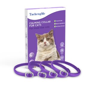 tachengmc calming collar for cats, 4 pack cat calming collar, effective relief ancxiety stress cat pheromone collar, water-resistant & adjustable cat calming collar fits cats, purple